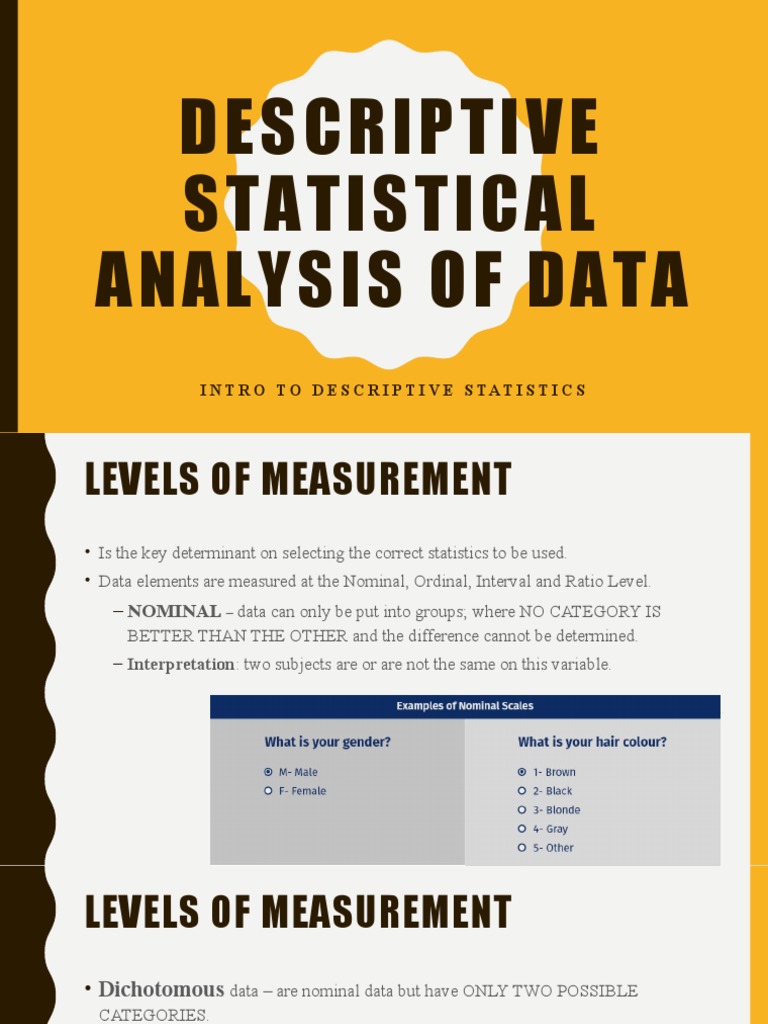 Part 2 Descriptive Statistics | PDF | Level Of Measurement | Statistics