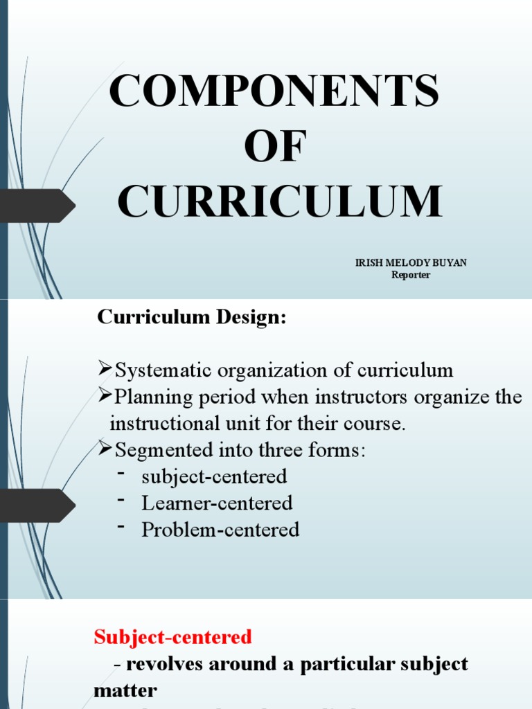 Component of Curriculum | PDF | Curriculum | Teachers
