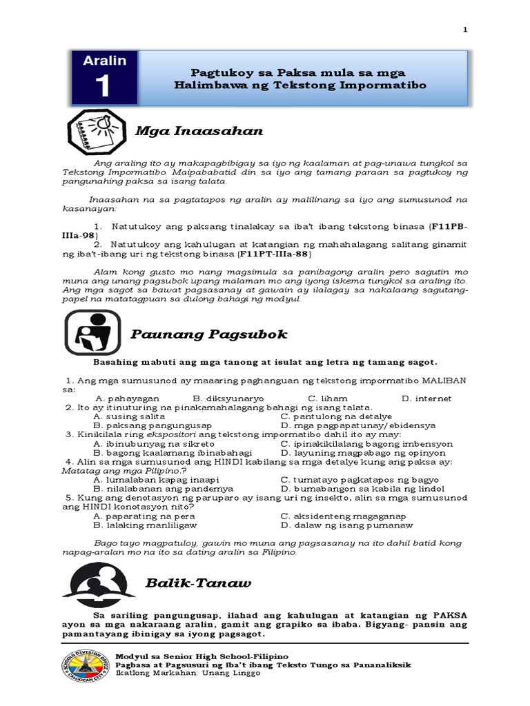 Pagbasa at Pagsusuri Q3 Week 1 | PDF