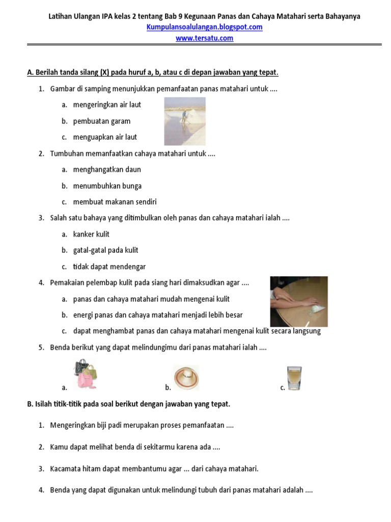 Latihan Ulangan IPA Kelas 2 (Panas & Cahaya Matahari) | PDF