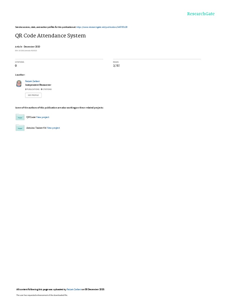 QR Code Attendance System | PDF | Qr Code | Web Application