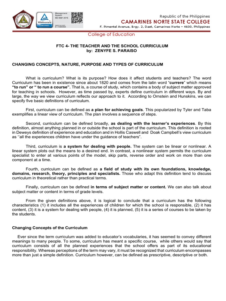 FTC 4 Review Materials | PDF | Curriculum | Learning