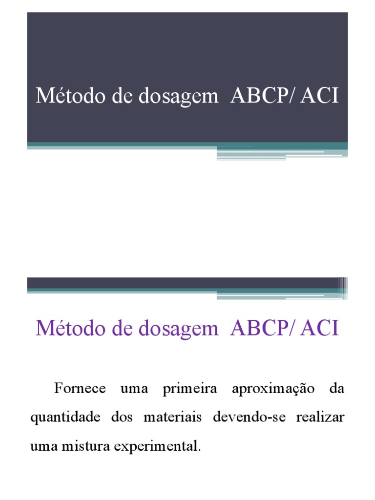 Método ABCP/ACI para dosagem de concretos | PDF | Concreto | Cimento