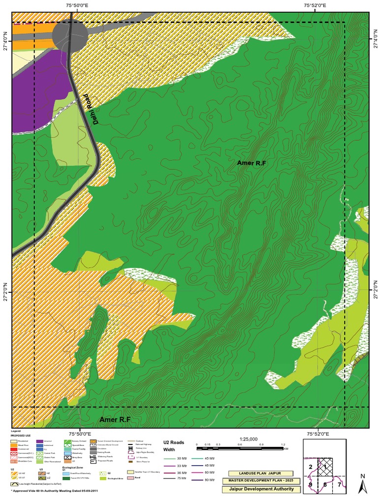 JDA Jaipur Master Plan 2025 Land Use Map | PDF | Passenger Rail ...
