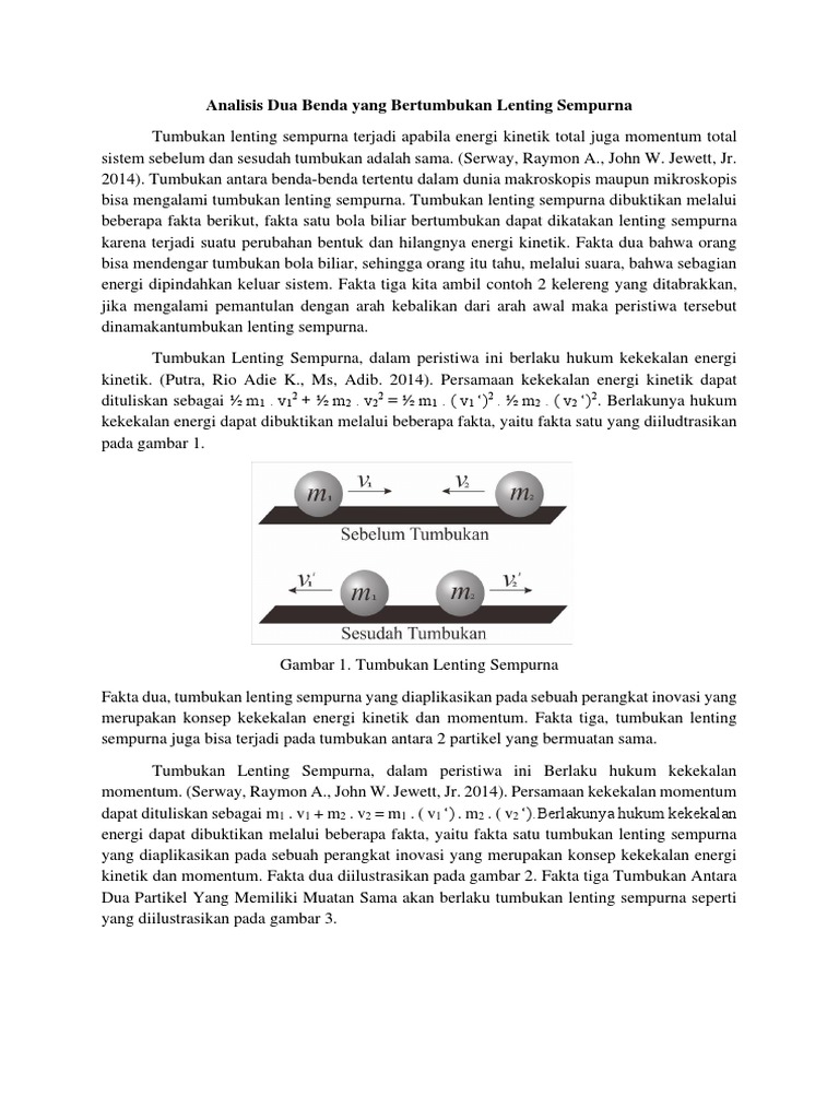 Analisis Dua Benda Yang Bertumbukan Lenting Sempurna | PDF