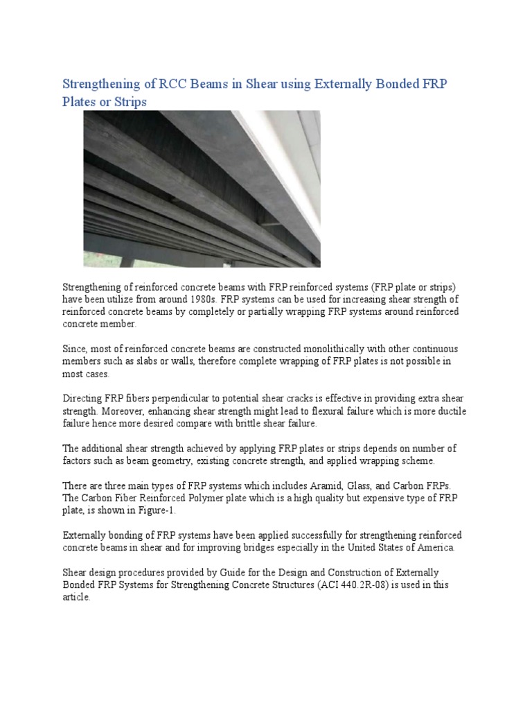 Strengthening of RCC Beams in Shear Using Externally Bonded FRP Plates ...