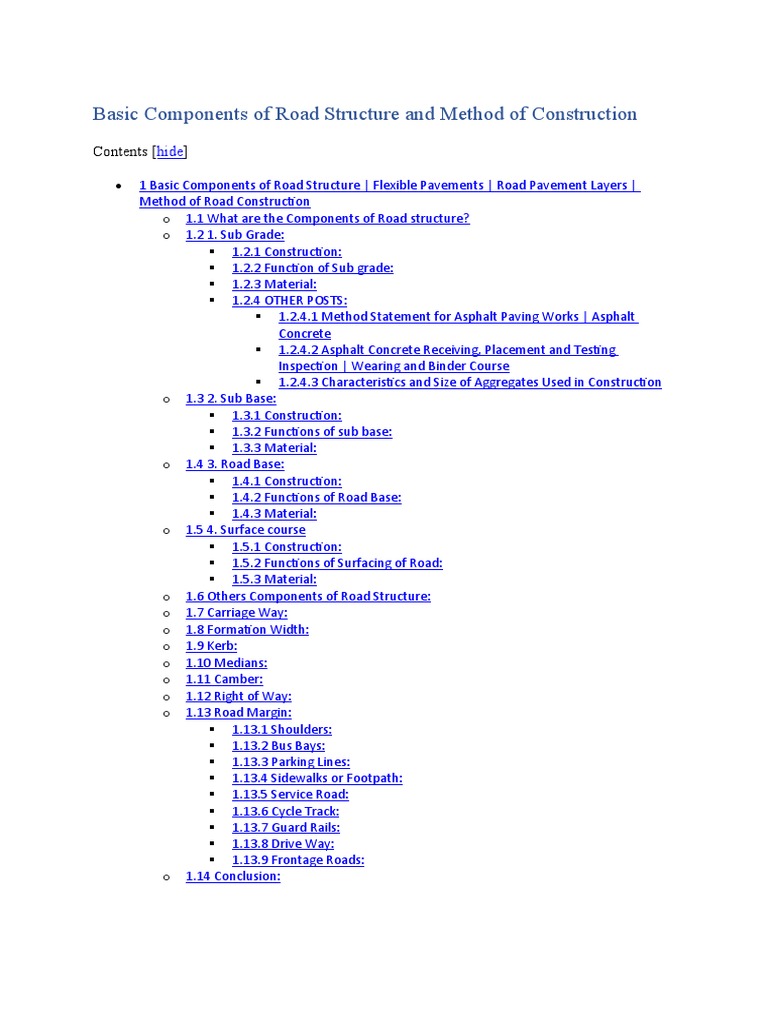 Basic Components of Road Structure and Method of Construction ...