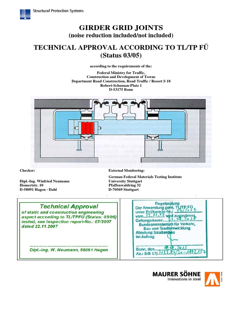 Technical Approval For MAURER Girder Grid Joints | PDF | Verification And Validation | Welding