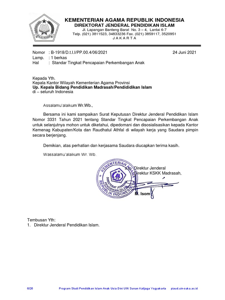 Kemenag Pendis 2021 3331 STPPA RA | PDF
