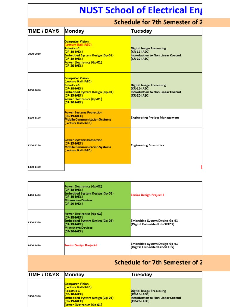 UG Time Table-Fall 2021 | PDF | Electronics | Embedded System