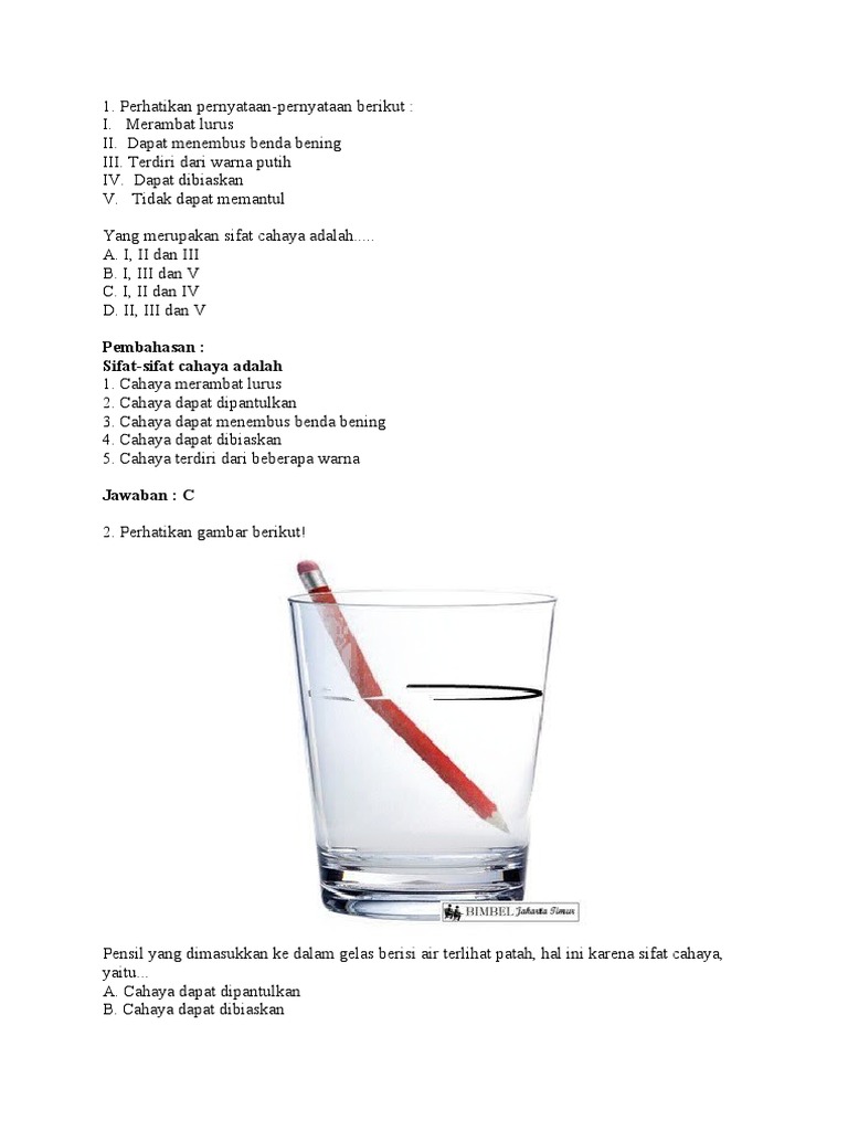 Soal Dan Jawaban Cahaya Dan Optik | PDF