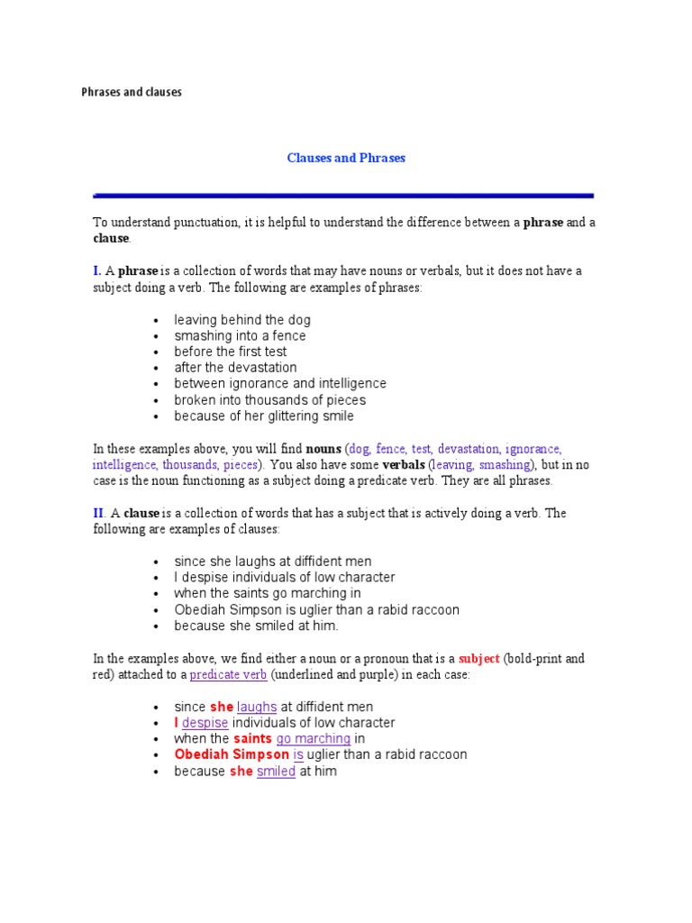 Clauses and Phrases | PDF | Clause | Verb