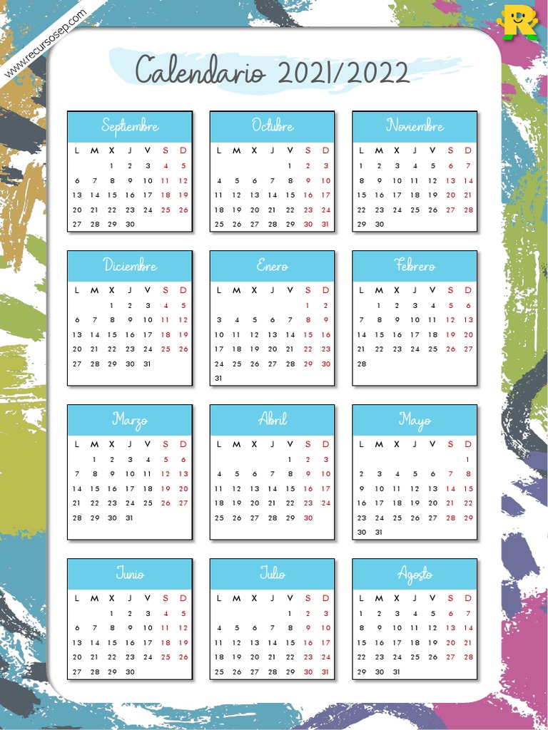 Cuaderno Profesor Recursosep Calendario 21 22 | PDF | Calendario