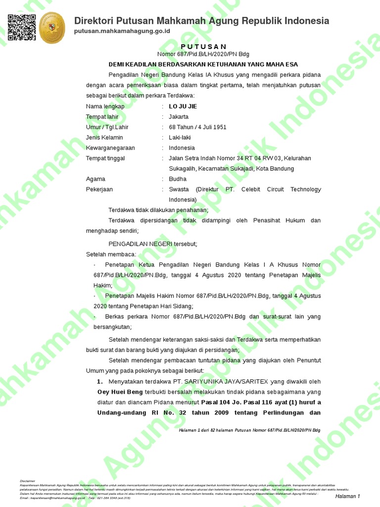 Putusan 687 Pid.b LH 2020 PN BDG 20210924 | PDF