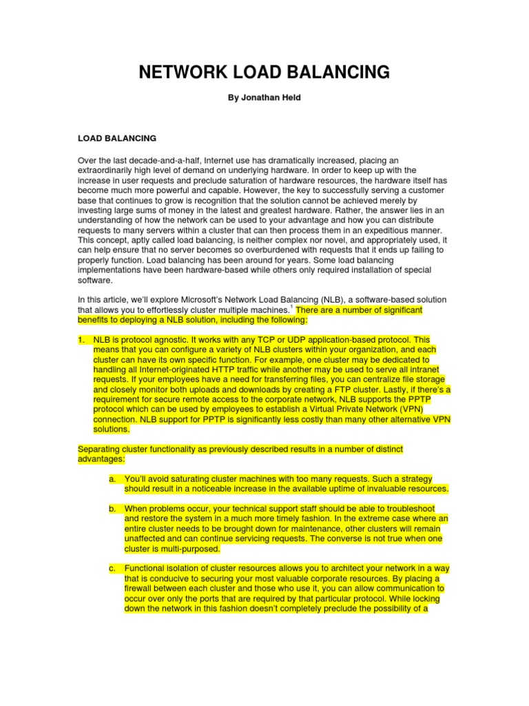 Network Load Balancing Pdf