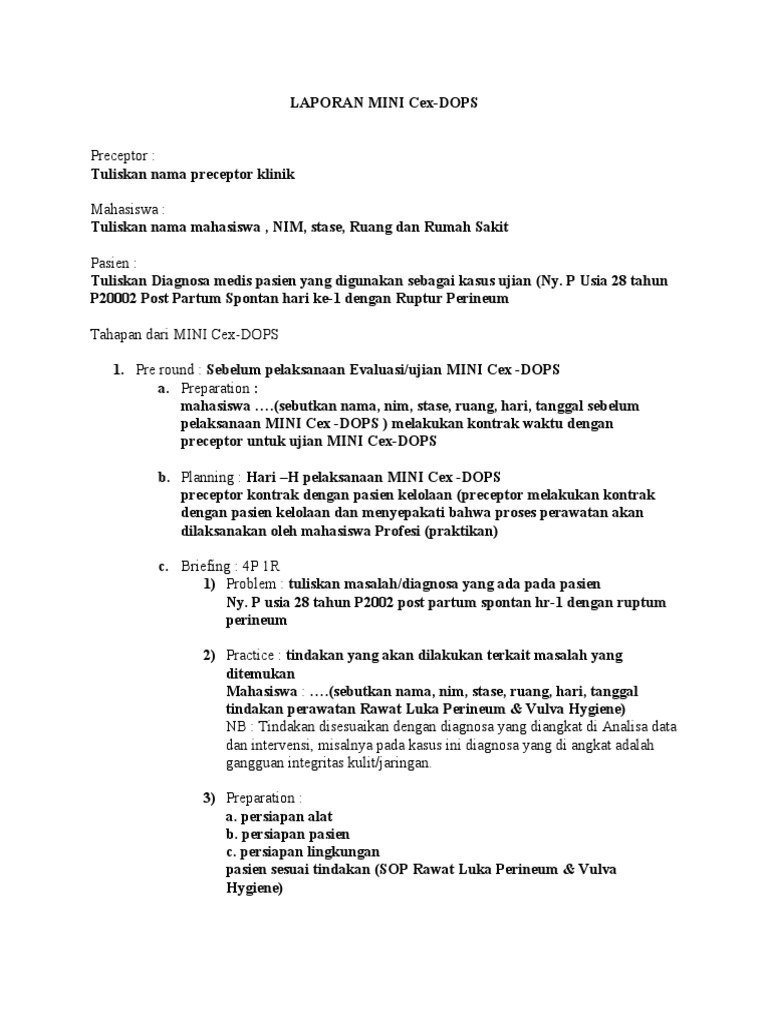 Panduan Laporan Mini Cex-Dops | PDF