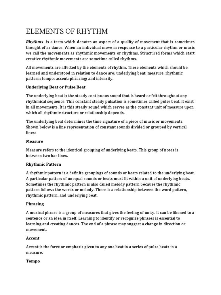 Topic II. Elements of Rhythm and Note Values and Clapping | PDF ...