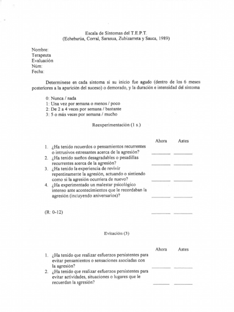 Escala Sínts. TEPT Echeburúa | PDF