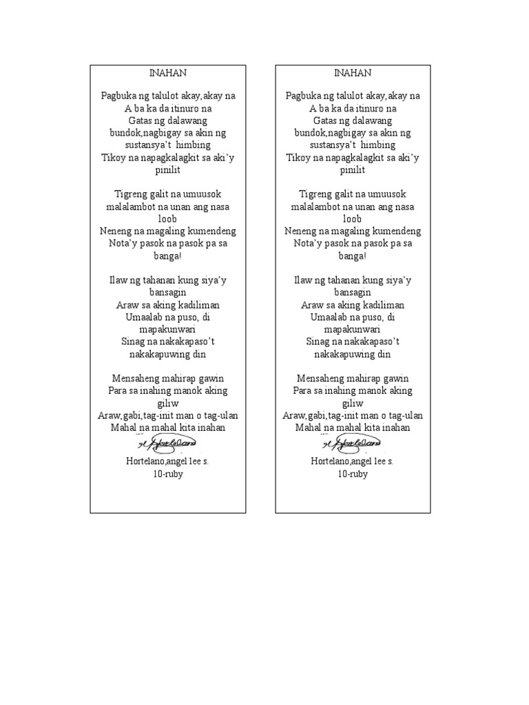 Tula para Kay Ina | PDF