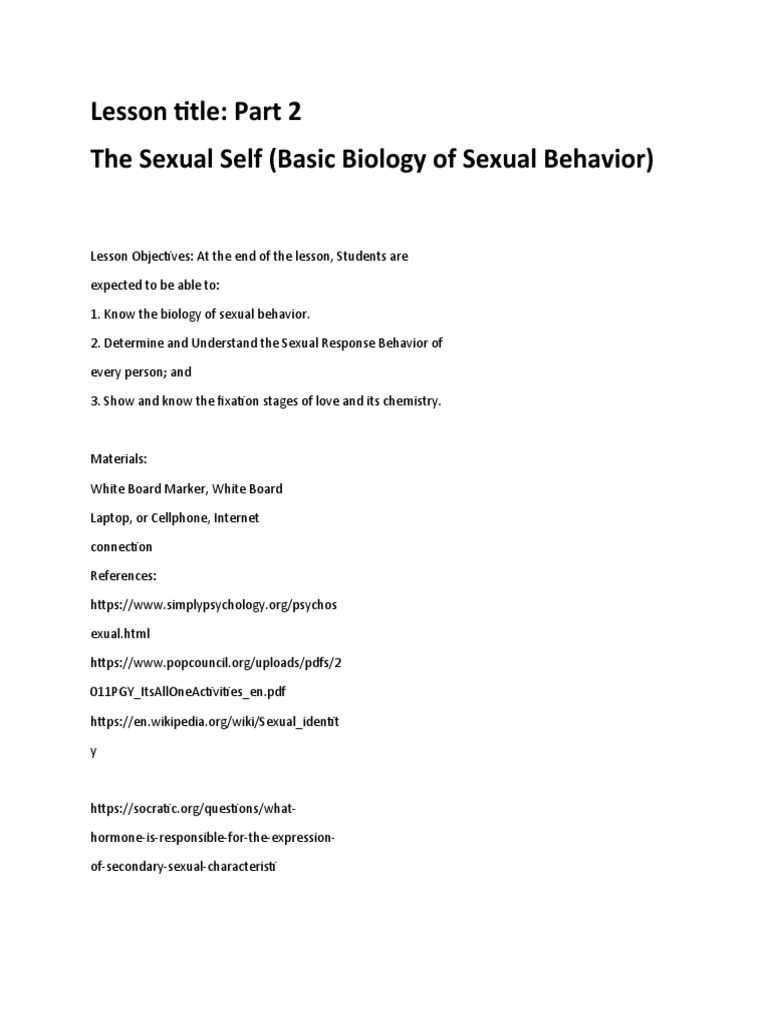 The Sexual Self Basic Biology Of Sexual Behavior Pdf Human Sexuality Luteinizing Hormone