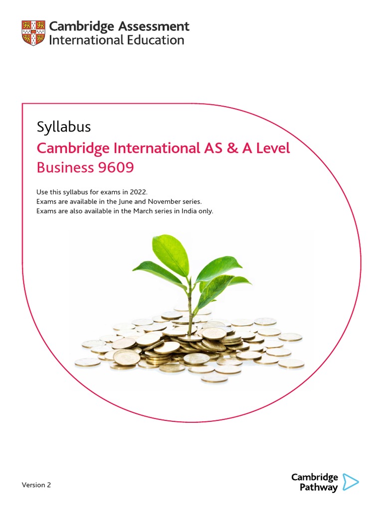 Syllabus: Cambridge International AS & A Level Business 9609 | PDF ...