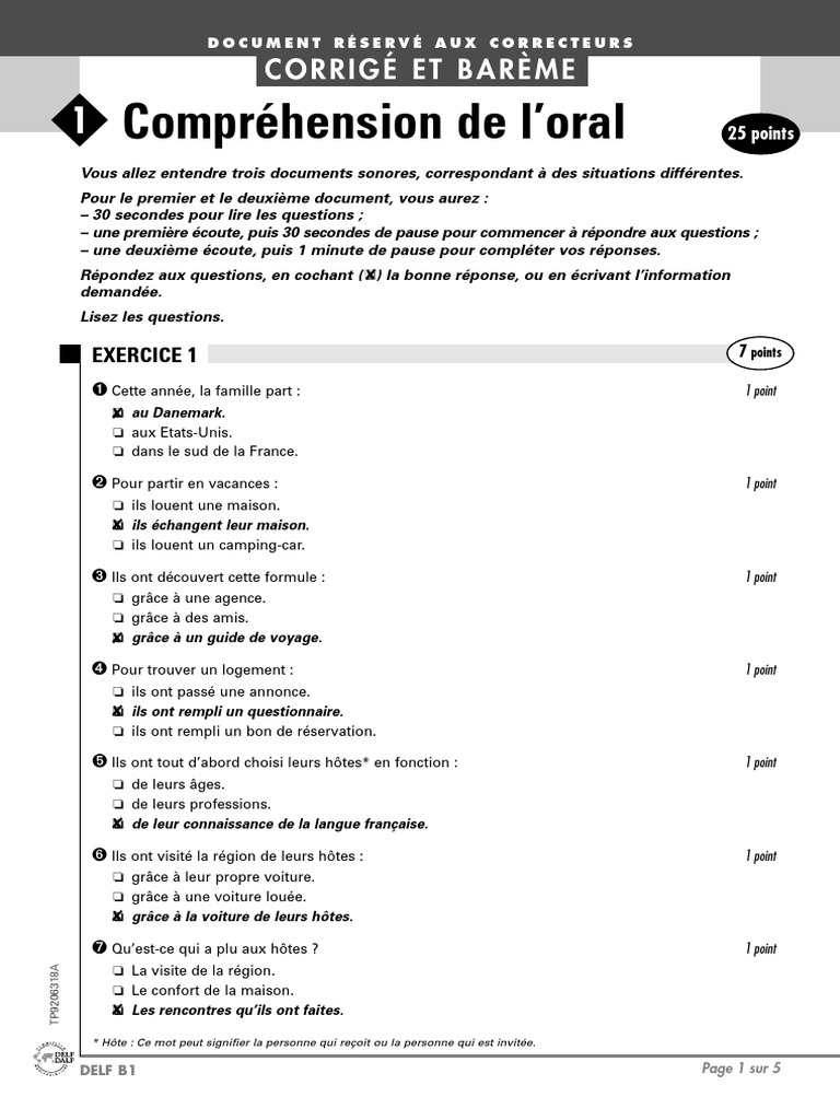 Sujets et Corrigés DELF B1 2024 | PDF