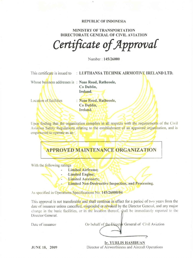AMO Lutfhansa CERTIFICATE AND OPSPEC | PDF | Vehicles | Aerospace