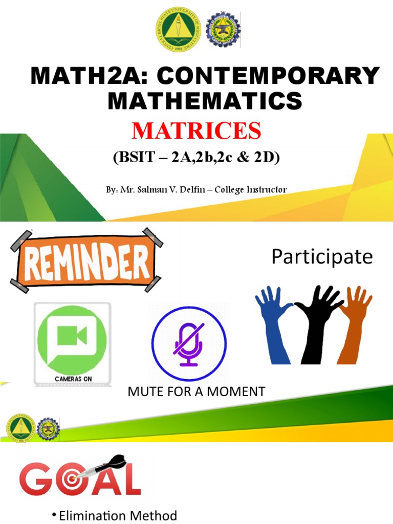 (Week 2-Day 1) Matrices | PDF | Matrix (Mathematics) | Functions And ...