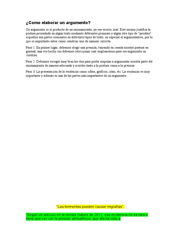 Como Elaborar Un Argumento | PDF