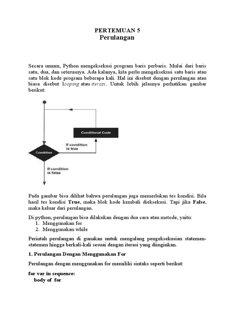 Perulangan: Pertemuan 5 | PDF
