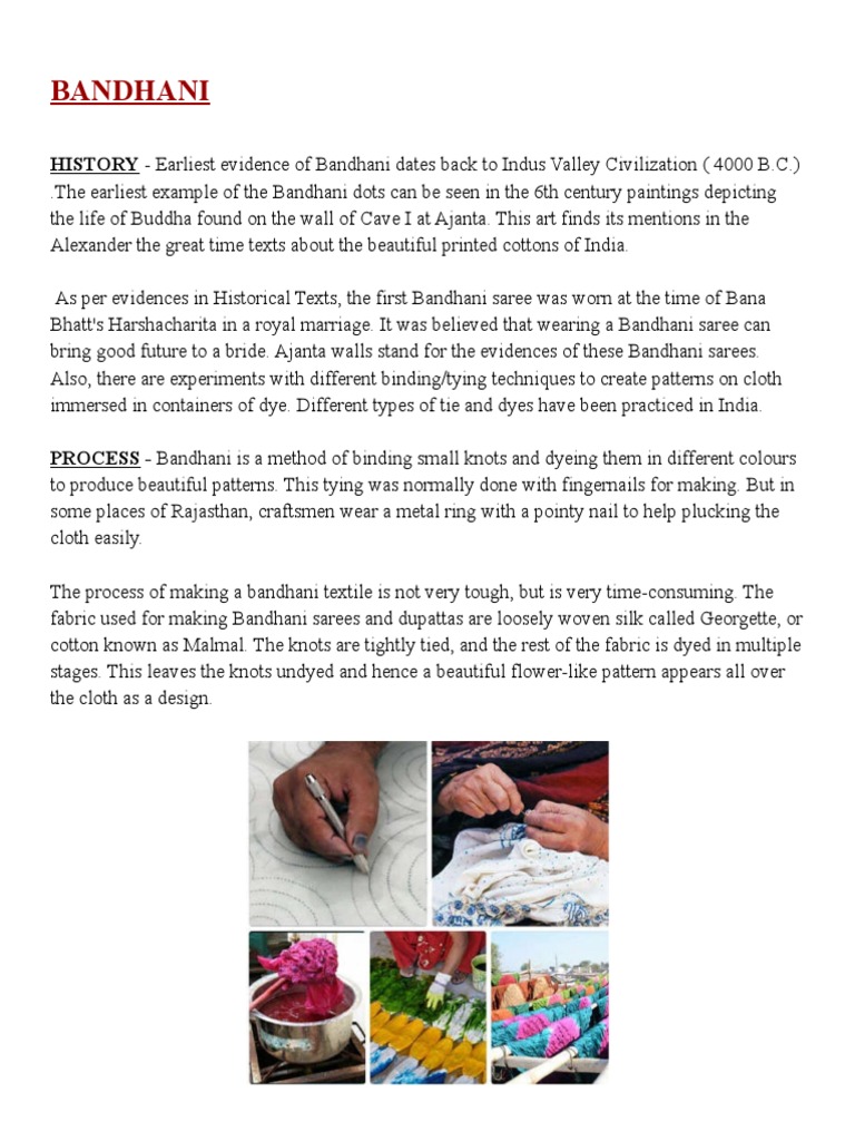 Bandhani: HISTORY - Earliest Evidence of Bandhani Dates Back To Indus ...