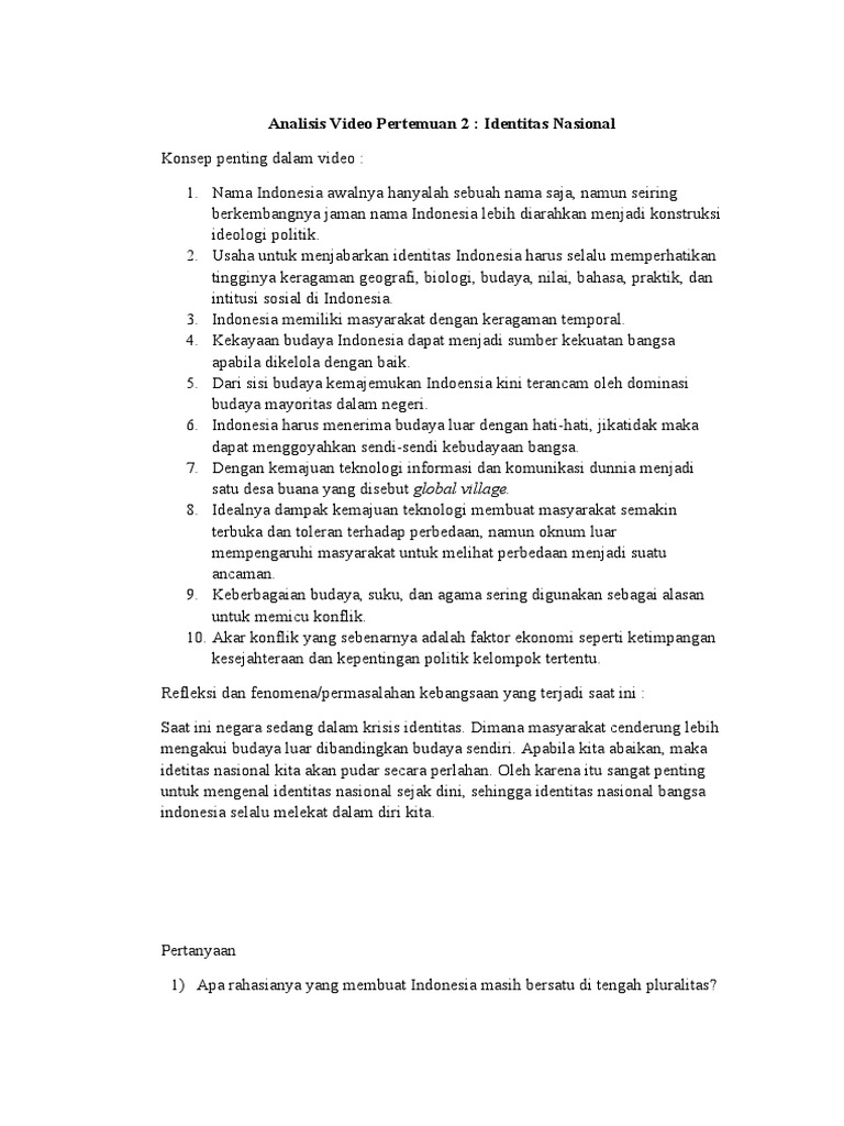 Analisis Video Bab 2 PKN | PDF