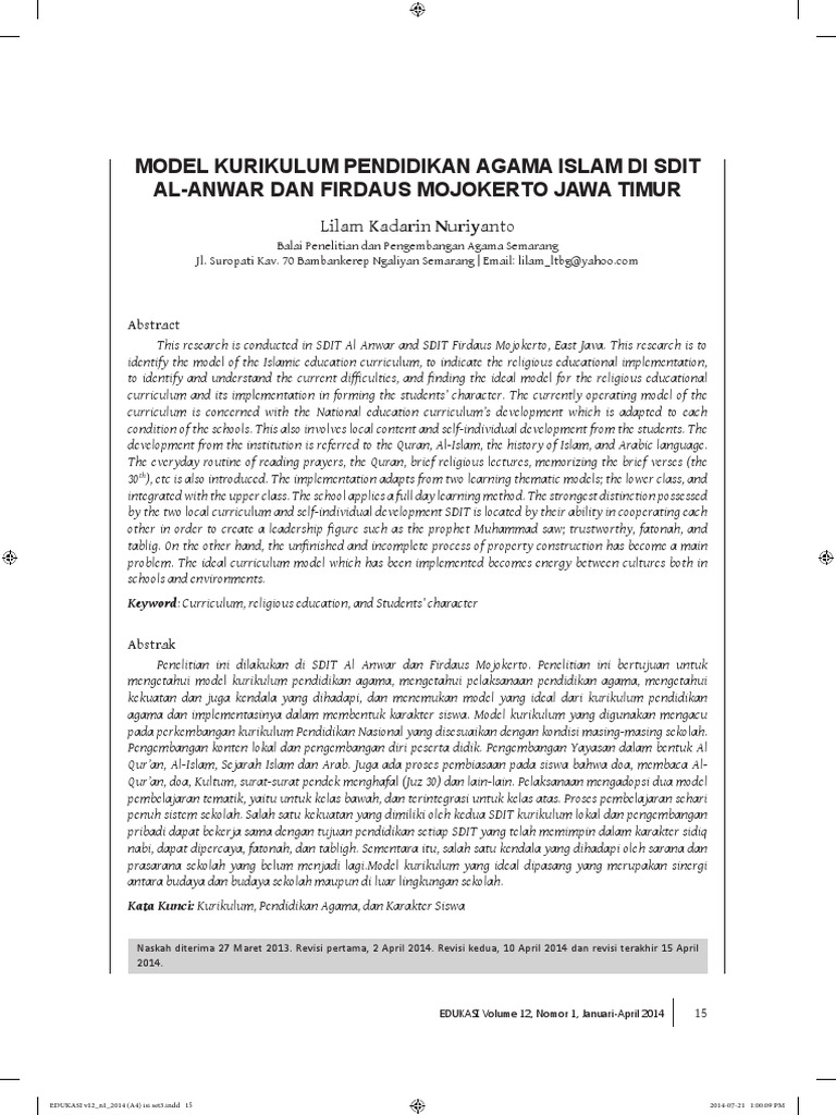 Model Kurikulum Pendidikan Agama Islam D 30f1fcff | PDF | Abrahamic Religions