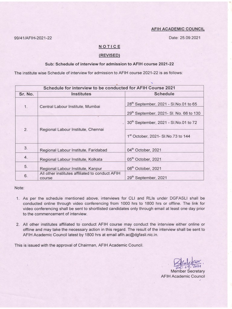 AFIH Interview Schedule Revised | PDF | Technology & Engineering