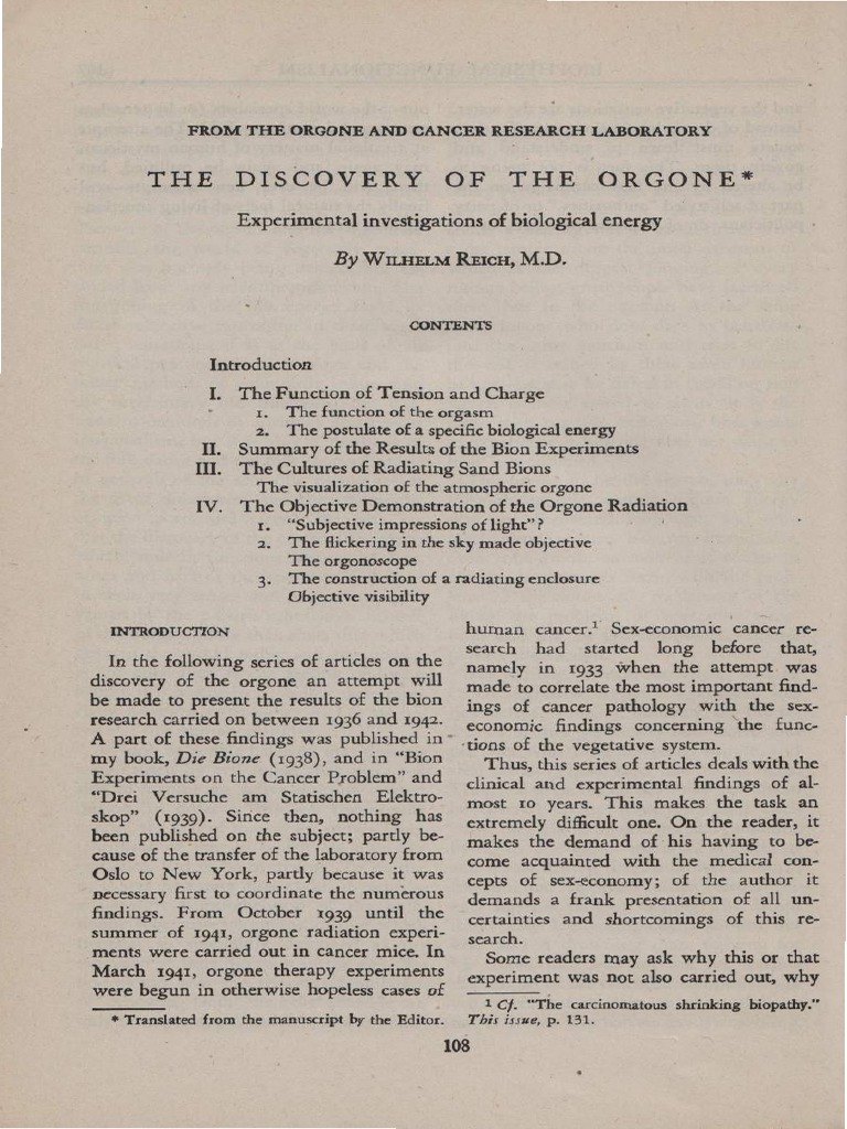 Wilhelm Reich - The Discovery of The Orgone | PDF | Life | Wilhelm Reich