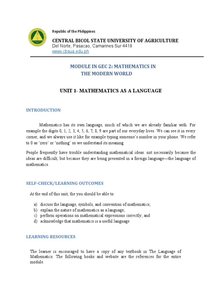 Mathematics as a Language: An Introduction to the Key Concepts and Conventions Used in ...