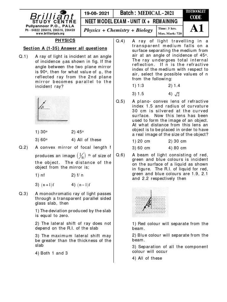 Unit IX Model (P+C+B) - 19!08!21 - (Qns. & Key Only) | PDF | Capacitor ...