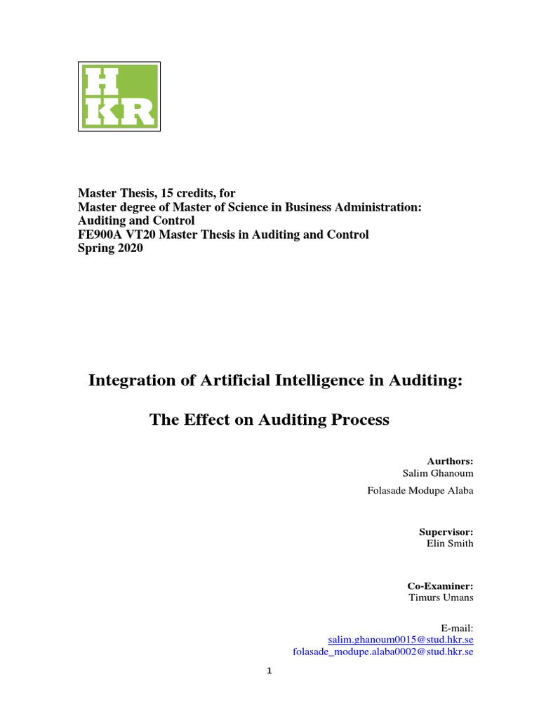 Integration of Artificial Intelligence in Auditing: The Effect On ...