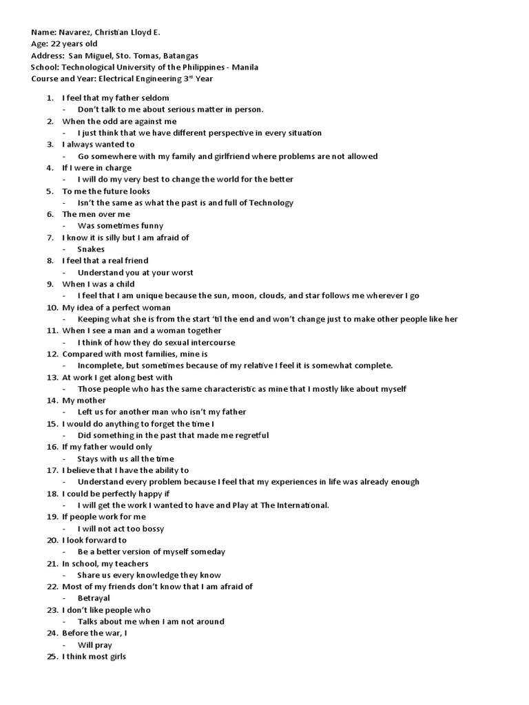 Sentence Completion Test | PDF