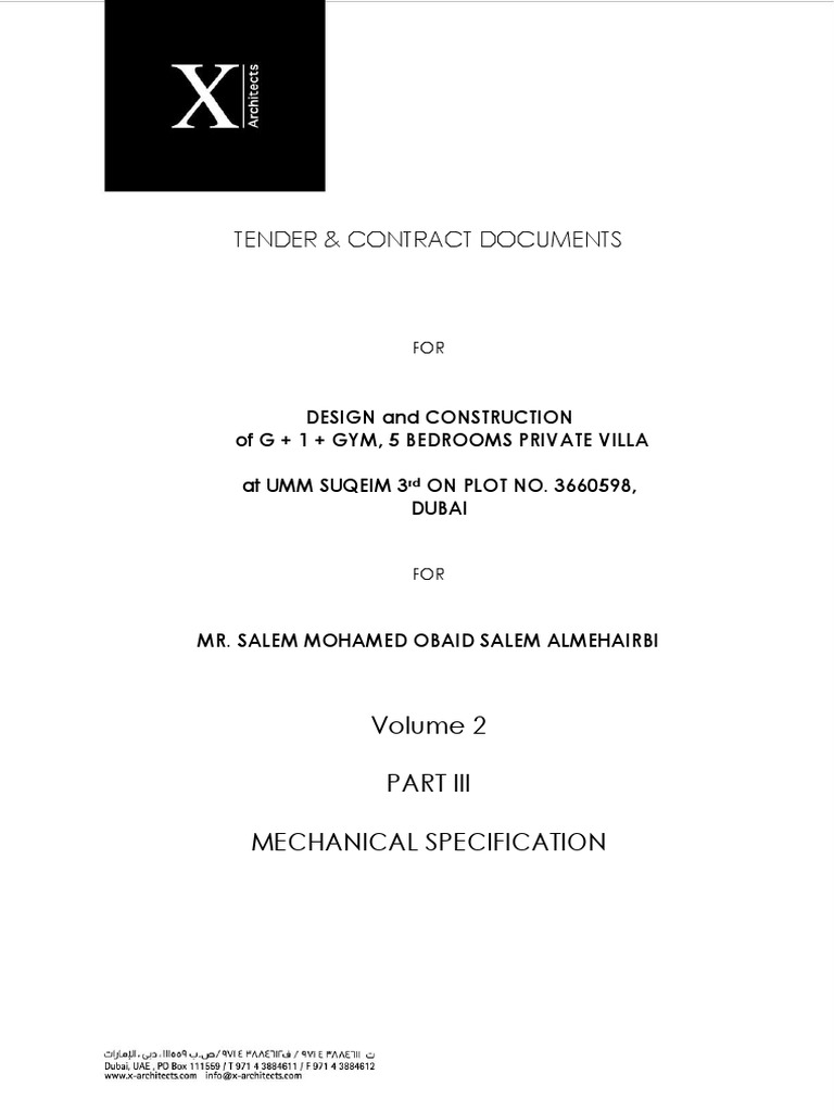 Tender & Contract Documents: Mechanical Specification | PDF ...