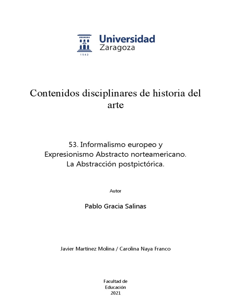 Expresionismo Abstracto e Informalismo Europeo | PDF | Arte abstracto ...