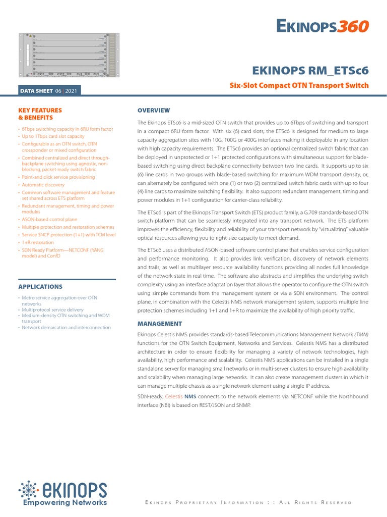 Ekinops RM - Etsc6: Six-Slot Compact OTN Transport Switch | PDF ...