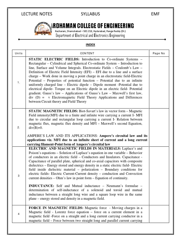 Electromagnetic Field Lecture Notes | PDF | Magnetic Field ...