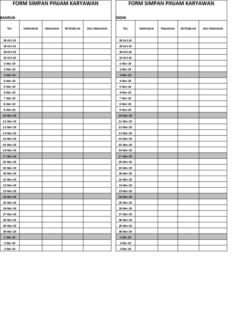 Formulir Pinjaman Karyawan | PDF