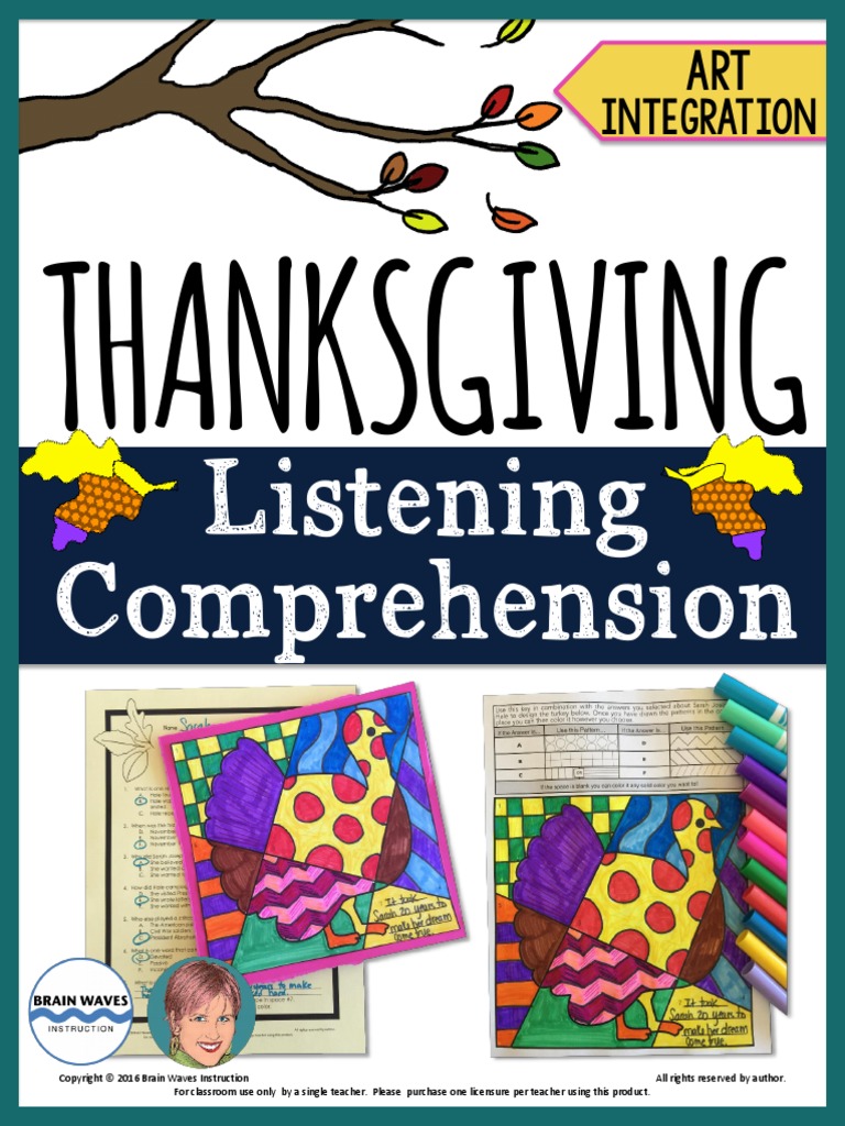 Free Thanks Giving Activity Listening Comprehension and ArtIntegration ...