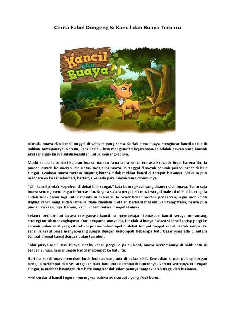 Cerita Fabel Dongeng Si Kancil Dan Buaya Terbaru | PDF