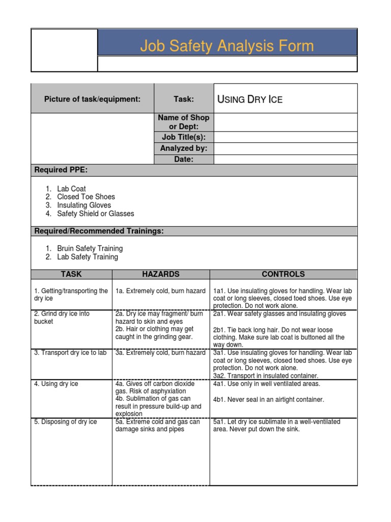 Dry Ice Job Safety Analysis | PDF | Carbon Dioxide | Personal ...