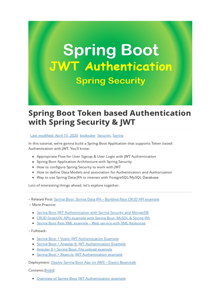 Spring Boot Token Based Authentication With Spring Security and JWT ...