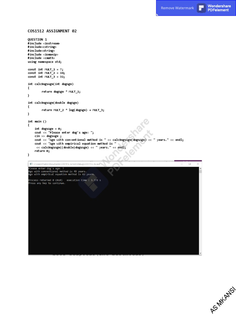 Cos1512 Assignment 02 2021 | PDF | Pointer (Computer Programming) | Variable (Computer Science)