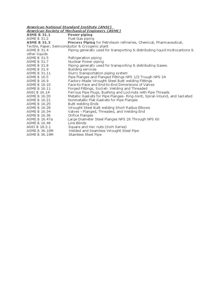 ASME B 31.1 Power Piping ASME B 31.3 Process Piping For Petroleum ...
